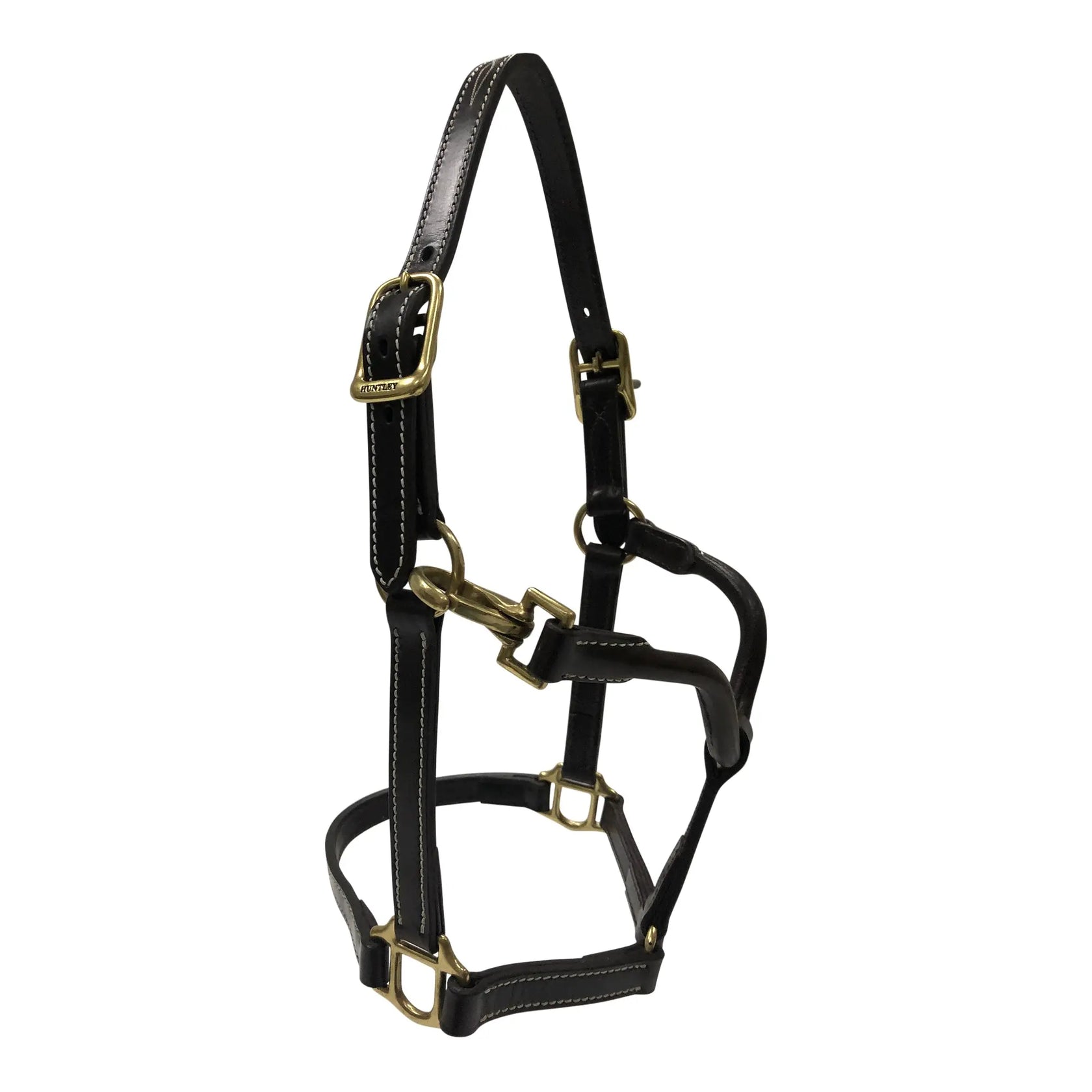 Huntley Equestrian Fancy Stitched Adjustable Premium Leather Pony Halter